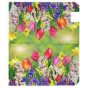 Spring Summer Flowers Mailbox Covers Magnetic Tulips Daffodils Daisy Florals Mailbox Cover Standard Size 18" X 21" Mailbox Wraps Post Letter Box Cover Garden Decorations