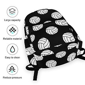 Black and White Volleyball Balls Travel Backpack Lightweight 16.5 Inch Computer Laptop Bag Casual Daypack for Men Women