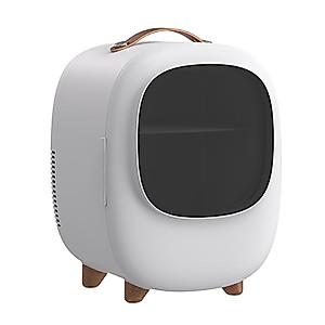 MegLob 8L Retro Mini Refrigerator, Personal Desktop Skin Care Product Beauty Fridge, Vehicle-Mounted 8*330Ml Cans Beverage Freezer, Breast Milk Cosmetics Insulin Medicine Cooler-With Viewing Window,Wh