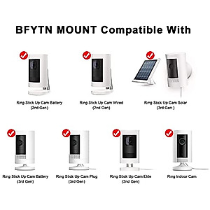 BFYTN 3 Pack Wall Mount Compatible with Ring Stick Up Cam Wired/Battery and Ring Indoor Cam HD Security Camera,360 Degree Adjustable Mounting Bracket (Black)