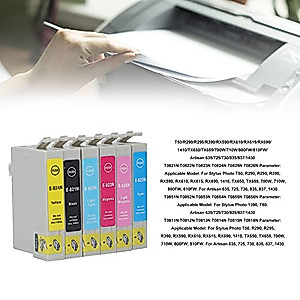 Ink Cartridge BK C M Y LC LM 6 Colors Printing Accessory Part Clear Printing Large Capacity Broad Utility for Photo Paper Document (T0851N/T0852N/T0853N/T0854N/T0855N/T0856N)
