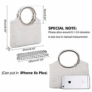 BAGLAMOR Women's Handbag Crystal Rhinestone Bag Evening Bags Wedding Clutch Purse (Silver #1)