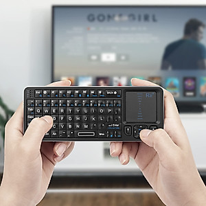 Rii K06 Mini Bluetooth Keyboard,Backlit 2.4GHz Wireless Keyboard with IR Learning, Portable Lightweight with Touchpad Compatible with Android TV Box/Mac/Windows/HTPC (2.4G and Bluetooth)