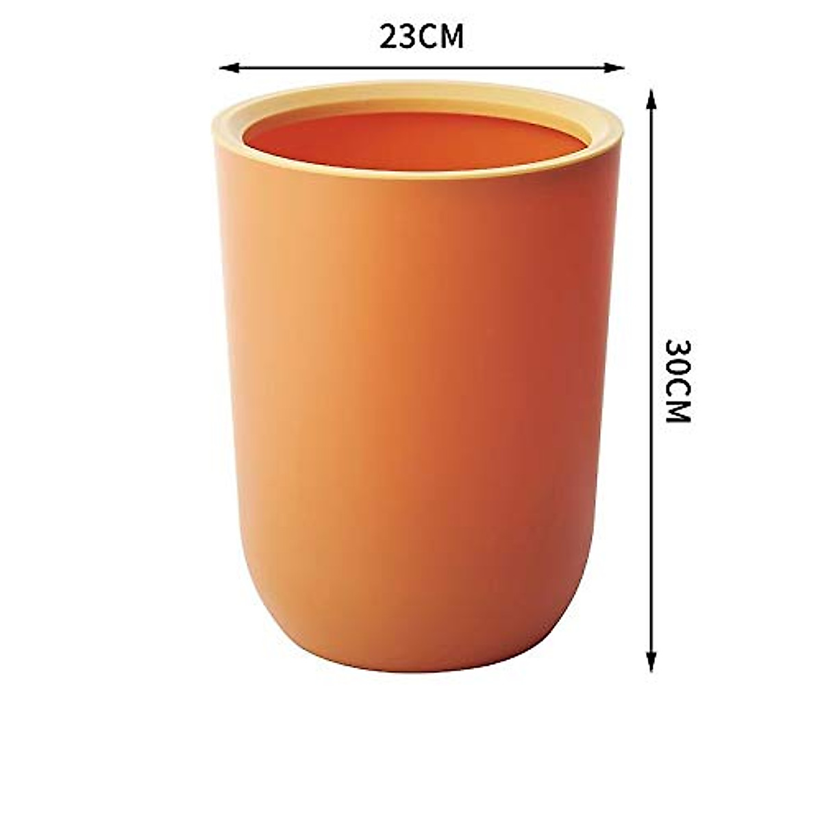 ERGOU Trash Can Household Living Room Bathroom Kitchen Without Cover Large Bedroom Office Trash Bin (23X30CM,13L), Orange