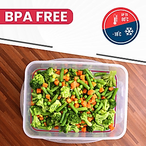 Utopia Kitchen Plastic Food Containers Set - Pack of 24 (12 Containers & 12 Snap Lids) Food Storage Containers with Airtight Lids - Reusable & Leftover Lunch Boxes - Leak Proof & Microwave Safe