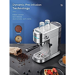 HOUSNAT Espresso Machine, 20 Bar Espresso Coffee machine and Cappuccino Maker with Milk Frother Wand, Automatic Espresso Latte Maker for Espresso, Cappuccino, Latte and Mocha, Compact Design