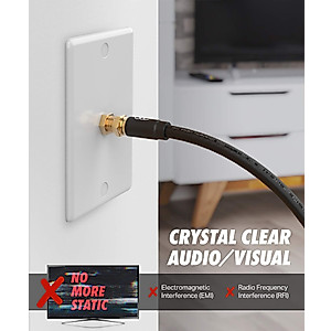 6FT TV Cable Wire Black RG6 Coaxial Cable with F Connector, Cable Extension Adapter, Low Loss High-Speed Coax Cable Cord Extender for HD TV, Router, Satellite, Antenna, TV Cable 6'