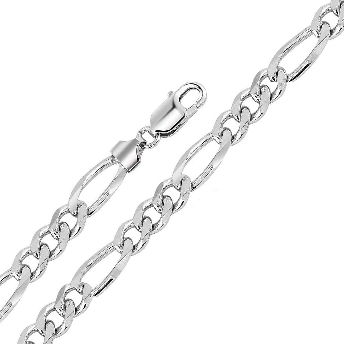 Verona Jewelers 7MM 925 Sterling Silver Classic Figaro Chain - Italian Necklace Figaro Chain (24)