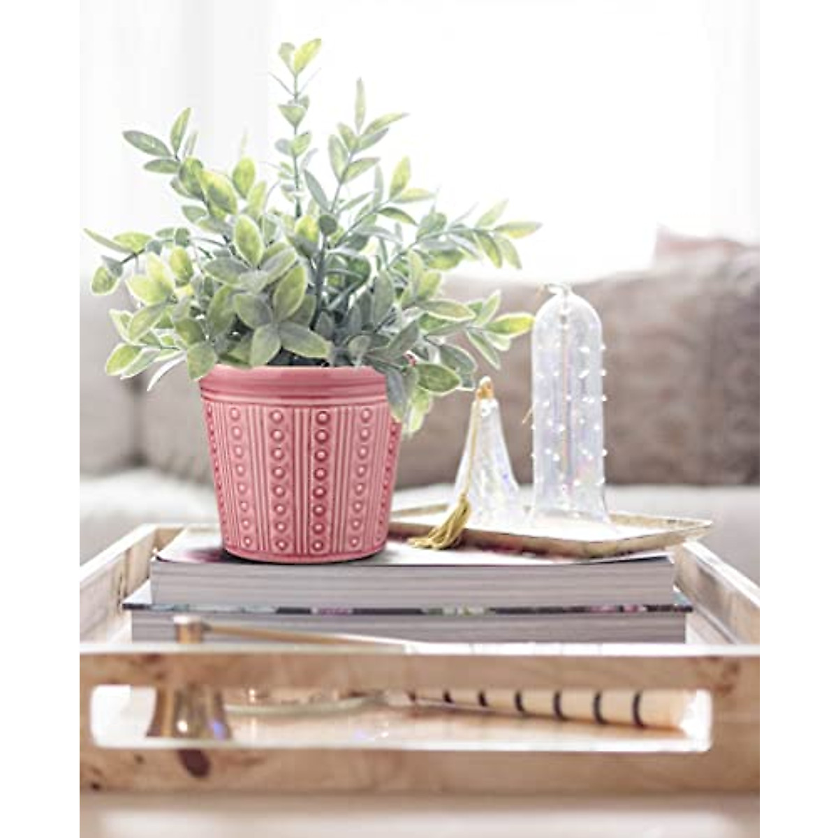 Ceramic Planters for Indoor Plants 4.7 inches Set of 3 Glazed Plant Pots Boho Flower Pots for Succulent Snake Plant Herb Orchid Houseplant Garden Home Office