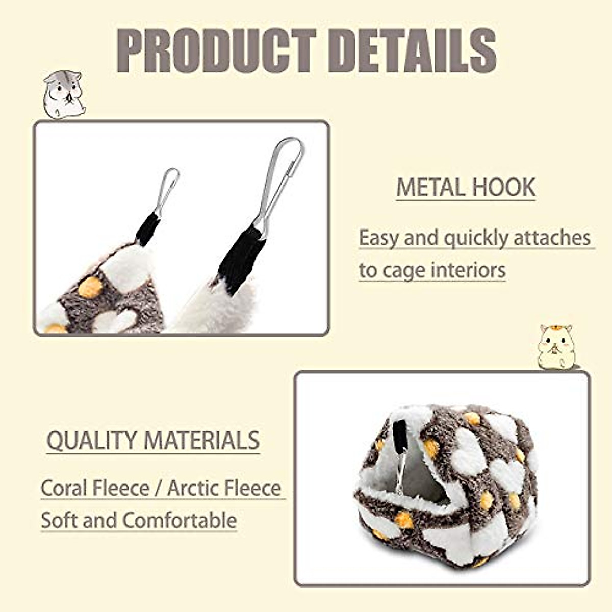 3 Pieces Small Pet Cage Hammock Set Hammock Hanging Tunnel Rat House for Small Animals Soft Double-Layer Sugar Glider Hammock Accessories Set for Parrot Ferret Squirrel Hamster Rat Playing Sleeping