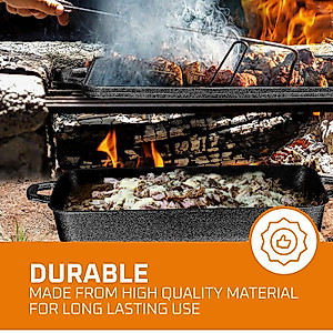 Bruntmor 3-In-1 Pre-Seasoned Cast Iron Pan with Reversible Grill Griddle Lid - 17.8"x11"x3.3" Non-Stick Multi Cooker Deep Roasting Grill Pan - Dutch Oven, Frying or Roasting Pan for Open Fire Camping