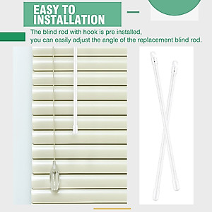 Bokon 2 Pieces PVC Blind Wand White Vertical Blinds Rod Replacement Parts Blind Wand with Hook and Handle Blind Opener Stick Curtain Wand Tilt Rod for Windows Accessory (12 Inch)