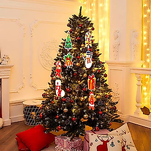 60 Pieces Christmas Mini Cut-Outs Assorted Holiday Cut-Outs 12 Designs Santa Claus Stocking Xmas Tree Snowflake Bells Classroom Winter Decoration for Kids Bulletin Border School Office Party Favor