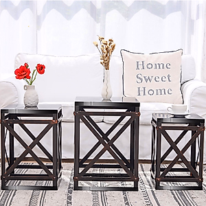 Industrial Set of 3 Cube Nesting Tables Coffee Tables, Stacking End Side Tables Indoor Nightstands Vintage Night Tables for Home Office Decor, Outdoor Garden Stool- Retro Brushed Bronze (Ship from US)