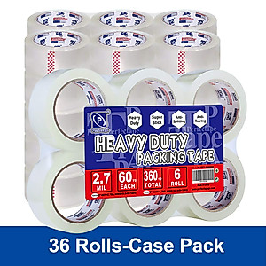 PERFECTAPE Heavy Duty Packing Tape 36 Rolls, Total 2160Y, Clear, 2.7 mil, 1.88 inch x 60 Yards, Ultra Strong, Refill for Packaging and Shipping