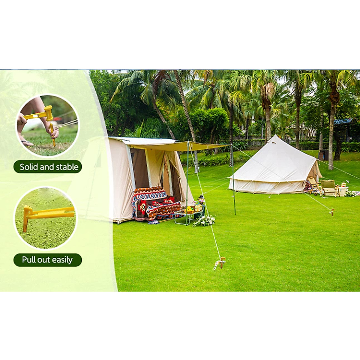 Tent Stakes for Sand ，Plastic Tent Stakes Heavy Duty, Lighter and Safer Than Tent Stake Metal,9 Inch Yellow Tent Stakes for Sand/Sand Stakes for Beach (10 Pack)