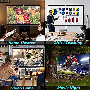 OWLENZ 100" New Upgrade PVC Projector Screen with Tripod Stand 16:9 4K HD Anti Crease Portable Projection Screen for Indoor Outdoor Movie Nights Film Screen