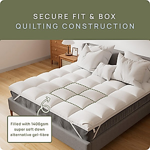 RV Short Queen Mattress Topper - Soft & Extra Thick Pillow Top for Camper Mattress Pad & Protector | Bed Topper for RV Camper Bed, Pop Up and Trailer