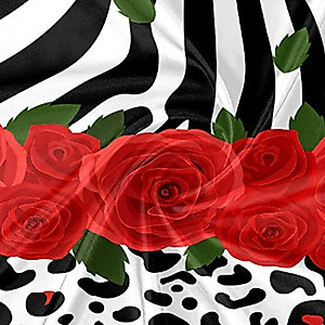 Satin Pillowcase for Hair and Skin Leopard Zebra Print Rose Silk Pillowcase with Zipper, Soft Silky Pillow Cover Standard Size (20x26 Inches), Slip Cooling Satin Pillow Cases