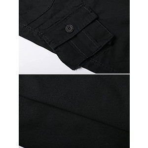 Mesinsefra Men's Cotton Casual Military Army Cargo Pants Camo Combat Work with 8 Pocket Black 36