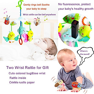 YOYIKER Car Seat Toys for Babies 0-6 Months, Stroller Toys & Hanging Toys for Babies 6-12 Months, Carseat Toys for Infants, Plush Rattle Toys for Boys Girls