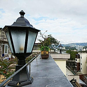 MODEBHD Rustproof Patio Column Light High Brightness E27 Edison Glass Post Lamps Outdoor Waterproof Aluminum Pillar Lantern for Villa Garage Clubhouse Swimming Pool Floor-Standing Lighting