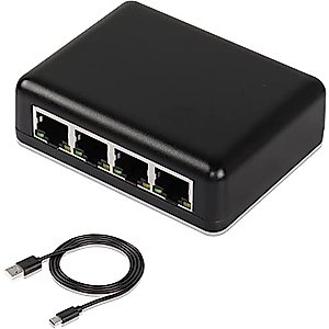 SinLoon RJ45 Network Splitter Adapter Gigabit,1000Mbps Ethernet Cable Splitter, Cat5,Cat6,Cat7,RJ45 Network Extension Connector,Four Devices Share The Internet at The Same Time (Black Gigabit 1 to 4)