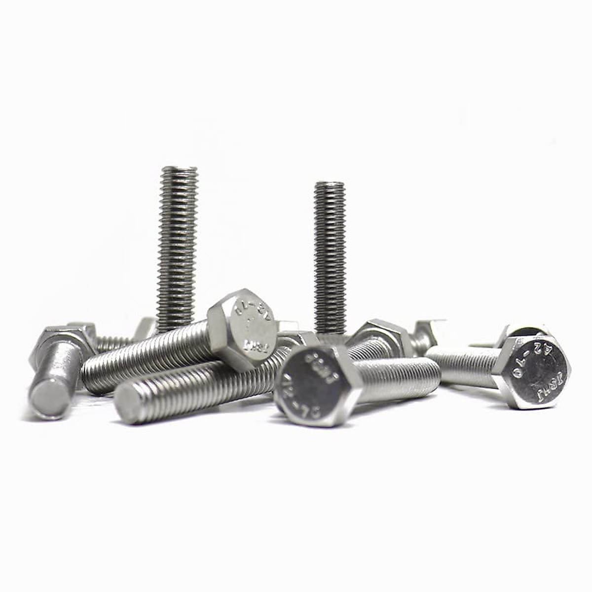 M10-1.5 x 55mm Hex Head Bolt Hexagon Screw, Stainless Steel 18-8(304), Full Thread, Plain Finish, DIN933, Pack of 8pcs