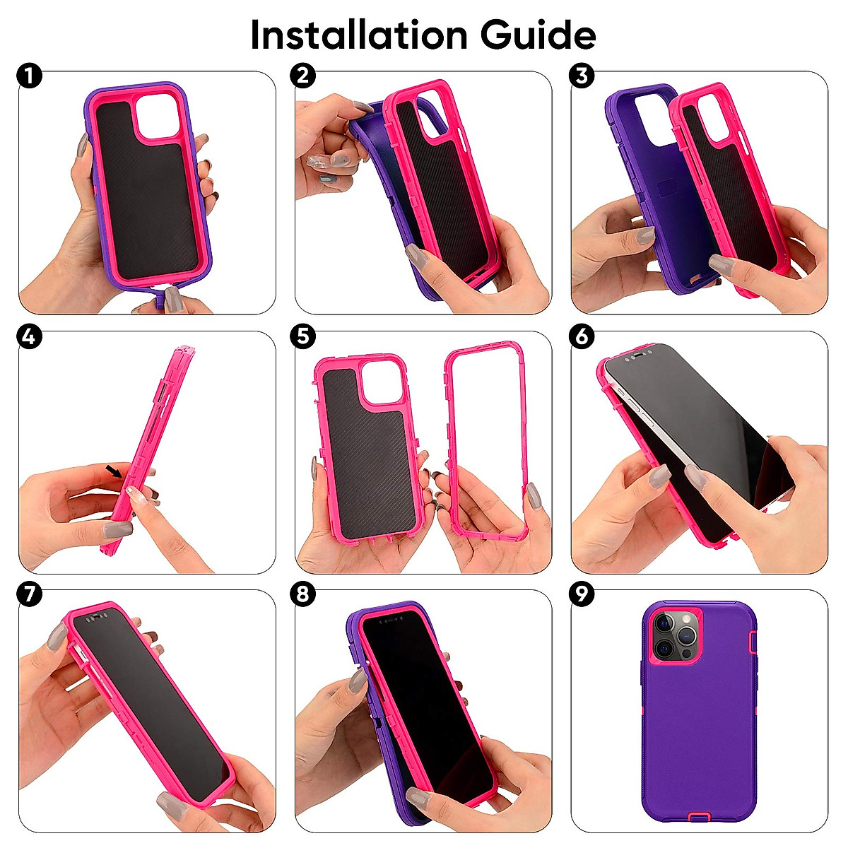 Case Compatible with iPhone 14 Pro Max, Heavy Duty Protective Black Phone Case, Full Body Shockproof Durable Silicone Rubber with Hard PC Rugged Sturdy Phone Cover for 14 Pro Max 6.7 Inch. (Black)