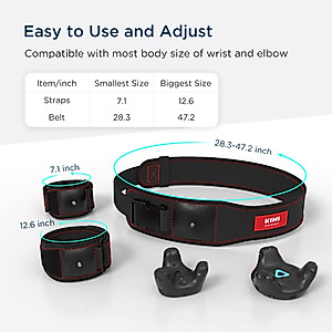 KIWI design Tracker Straps and Belt for Full Body Tracking VR, Compatible with PC VR Platform and SteamVR, Upgraded Hand/Foot Trackerstrap Accessories Fit HTC Vive Trackers (Trackers NOT Included)