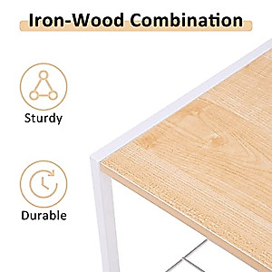 YOUDENOVA Metal Shoe Rack, 4-Tier Shoe Shelf with MDF Wood Top Board, Shoe Tower for Entryway, Shoe Storage Organizer for Hallway, Closet, Bedroom, Living Room - White Oak