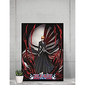 Bleach Anime Poster Ichigo Kurosaki Soul Reaper Swords Manga Comic Cool Aesthetic Modern Picture Japanese Bedroom Home Living Room Weeb Fan Birthday Gift Cool Wall Decor Art Print Poster 12x18