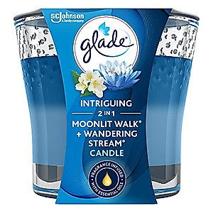 Glade Candle Jar, Air Freshener, 2in1, Moonlit Walk & Wandering Stream, 3.4 Oz