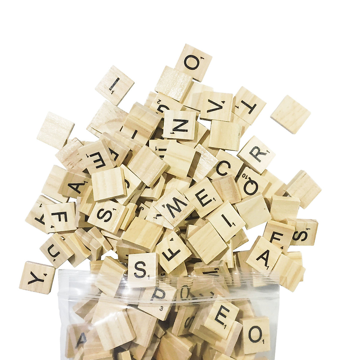 PERRIROCK 200 Pcs Scrabble Letters - 2 Complete Sets 200 Pcs in 1 Pack - Wood Tiles - Great for Crafts, Letter Tiles, Spelling by Clever Delights