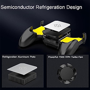 KingTSYU Mobile Game Controller with Clooing Fan, Mobile Gaming Handle with Triggers for 4-6.7" iPhone/Android Phone, Phone Gaming Joystick Gamepad Grip for PUBG/COD/Call of Duty