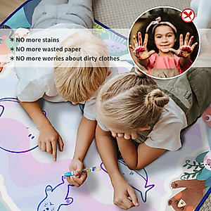 bemece Water Doodle Mat, Aqua Painting Drawing Mat, Mess Free Learning Toy Mat Early Education Gifts for Kids ChildrenToddlers Aged 3 4 5 6 7 Years Old