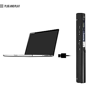 LAOJIA Handheld Document Scanner, Portable Wand Wireless Scanner A4 Size 900DPI JPG/PDF Formate LCD Display with Protecting Bag for Business Document Reciepts Books Images