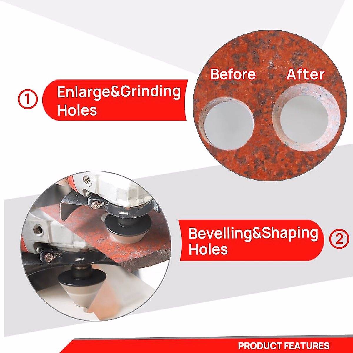 Diamond Tile Hole Saw Kit 10-Pack, DT-DIATOOL Diamond Core Drill Bits Set 6/6/8/19/35/51/65mm+20mm Diamond Finger Bit+50mm Diamond Chamfer Bit+SDS Adapter for Porcelain Ceramic Tile Marble Granite