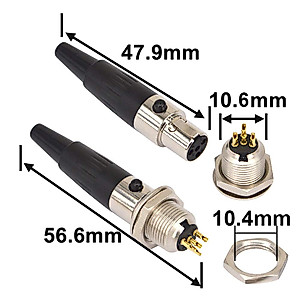 onelinkmore 4 Pin Mini XLR TA4F Male Female Panel Mount Socket Connector Mic Audio Socket Mini-XLR Connector Mini XLR Jack,4 Pin for Pro Microphones Aviation Set of 2