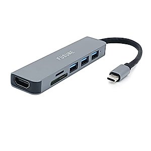 USBC HUB to 4K HDMI Adapter USB Type C Dock with 4K HDTV Output FUSUNE USB C HUB Docking Station with USB3.0 X 1 2.0 X 2 Port SD/TF Reader Slot for Samsung MacBook iPad pro Chromebook HP XPS ipad 4k