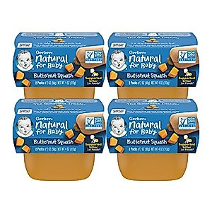 Gerber Natural for Baby 1st Foods Baby Food Tubs, Butternut Squash, Non-GMO Pureed Baby Food, Made with Natural Vegetables, 2 - 2 OZ Tubs/Pack (Pack of 4)