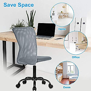 Simple Office Chair, Mesh Office Chair Armless Home Office Desk Chair Adjustable Computer Chair Task Rolling Swivel Chair for Working,Meeting,Reception Place, Grey