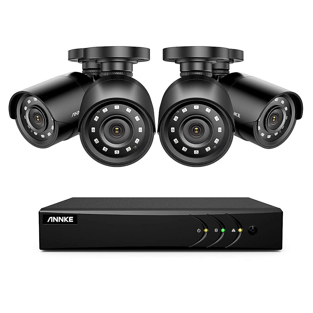 ANNKE 8CH Wired Outdoor Security Camera System with AI Human/Vehicle Detection, 5MP Lite H.265+ CCTV DVR Recorder and 4 x 1080P Surveillance Cameras, Email Alert with Snapshots, No Hard Drive
