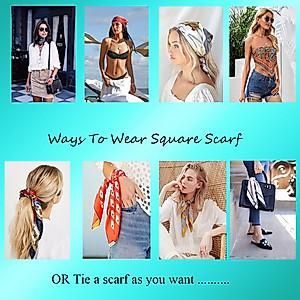 Persmileful Women's Fashion Soft Large Satin Square Chiffon Polyester Scarf Set Head Neck Multiuse Solid Colors Available (Dark green)