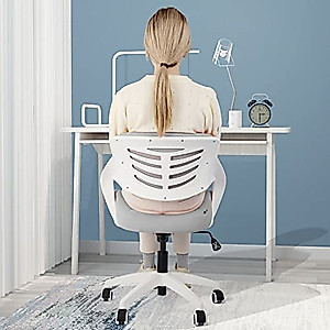 BOJUZIJA Ergonomic Office Computer Desk Kid Study Chair Waist Support Function Swivel 360° for Home&Office (Grey)