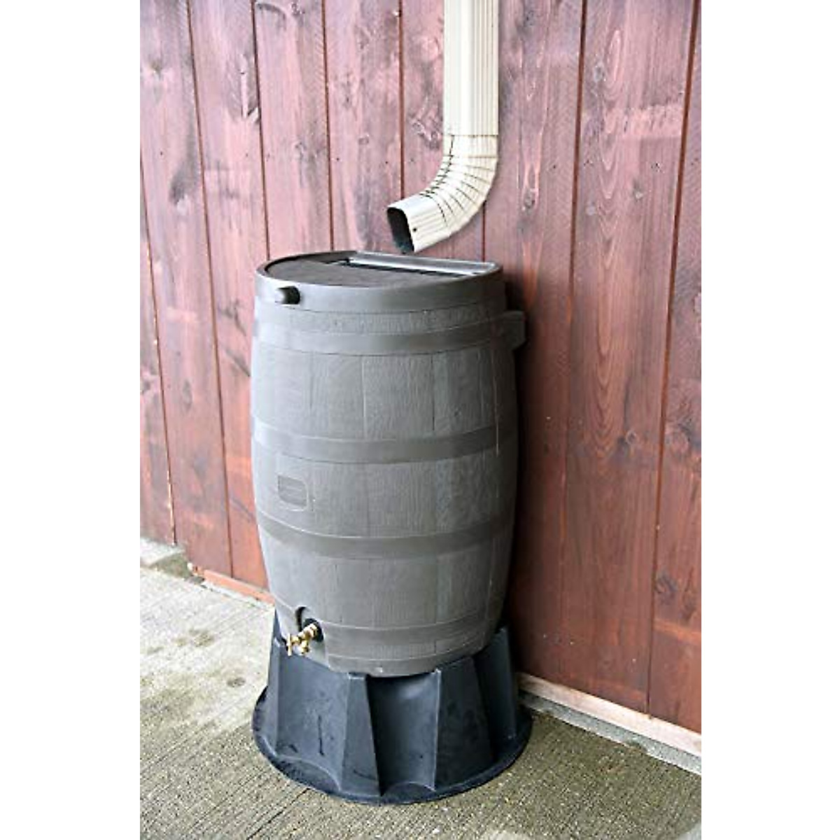RTS Home Accents 50-Gallon Rain Water Collection Barrel with Brass Spigot, Brown