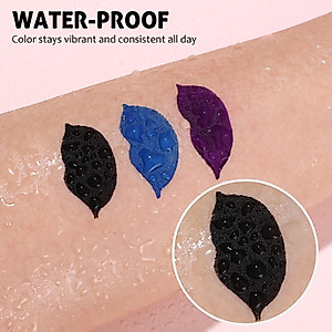 BADCOLOR 3 Colors Matte Liquid Lipstick Set, 24-Hour Smudge Proof Permanent Dark Lipstick Waterproof Velvet Nonstick Cup Stain Lip Gloss Set, Halloween Makeup Lip Gloss Gift - Purple, Black, Blue