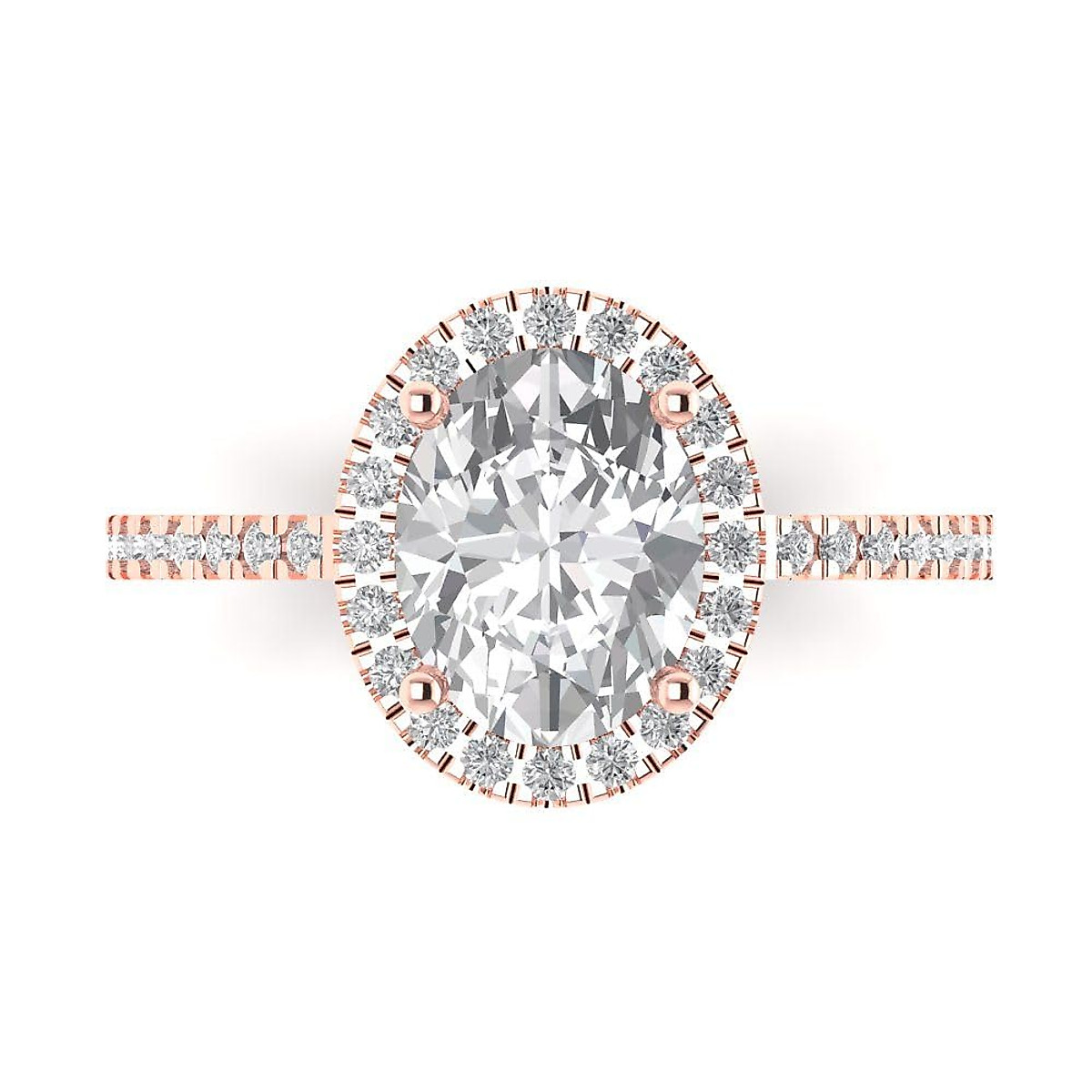 Clara Pucci 2.86 ct Oval Cut Solitaire accent Halo Moissanite Diamond Engagement Promise Anniversary Bridal Ring 14k Rose Gold
