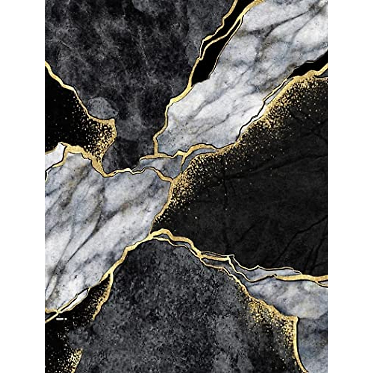 Vintage Abstract Marble Pattern Area Rugs, Black Grey Gold Carpet, Soft Thick Washable Art Deco Rug for Living Room Bedroom Under Dining Table Farmhouse Office Indoor Runners, 6x9ft