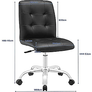 Modway Prim Ribbed Armless Mid Back Swivel Conference Office Chair In Black